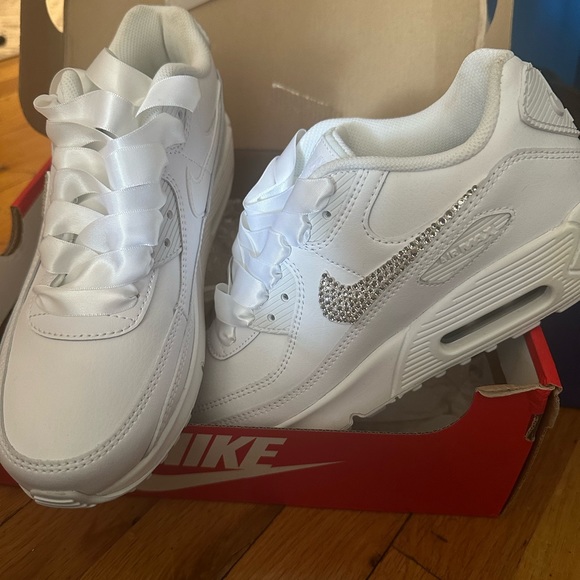 Nike | Shoes | Brand New 6boys 8 Woman Air Max 9 White W Diamond Check ...